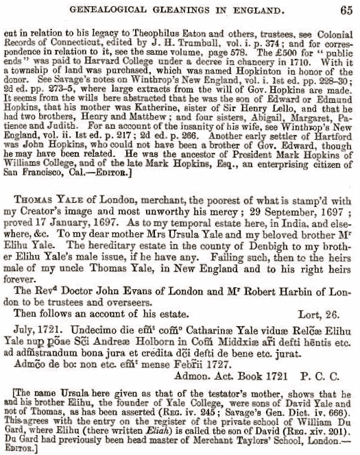 Thomas YALE 1660-1697